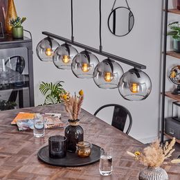 hofstein Koyoto Pendelleuchte Glas 15 cm Rauchfarben, 5-flammig