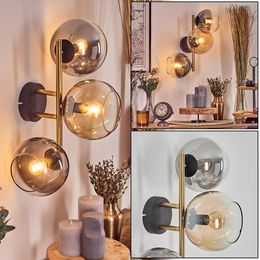 hofstein Gastor Wandleuchte Glas 15 cm Gold, Schwarz, 3-flammig