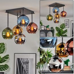 hofstein Koyoto Deckenleuchte Glas 15 cm Blau, Chrom, Gold, Gr&uuml;n, Kupferfarben, Rauchfarben, 5-flammig