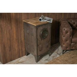 Riess Ambiente Industrial Schrank NAUTILUS 85cm natur grau Metall Massivholz Vintage Spind Riess-Ambiente