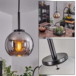 hofstein Koyoto H&auml;ngeleuchte Glas 15 cm Edelstahlfarben, Schwarz, 1-flammig