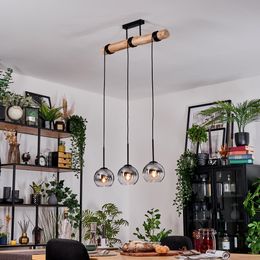 hofstein Koyoto H&auml;ngeleuchte Glas 15 cm Naturfarben, Schwarz, 3-flammig