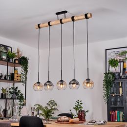 hofstein Koyoto Pendelleuchte Glas 15 cm Naturfarben, Schwarz, 5-flammig