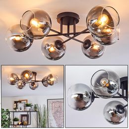 hofstein Koyoto Deckenleuchte Glas 15 cm Klar, Rauchfarben, 6-flammig