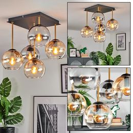 hofstein Koyoto Deckenleuchte Glas 15 cm Gold, Schwarz, 5-flammig