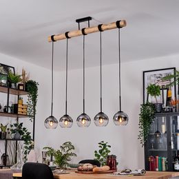hofstein Koyoto Pendelleuchte Glas 15 cm Naturfarben, Schwarz, 5-flammig