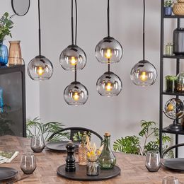 hofstein Koyoto H&auml;ngeleuchte Glas 15 cm Klar, Rauchfarben, 6-flammig