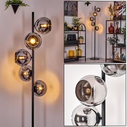 hofstein Koyoto Stehleuchte Glas 15 cm Chrom, Rauchfarben, 5-flammig