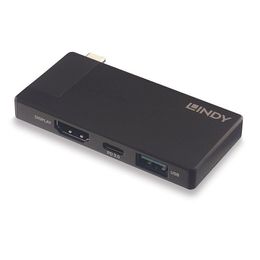 Lindy DST-Micro, USB C Laptop Micro Dockingstation - mit USB Typ A Port und Power Del