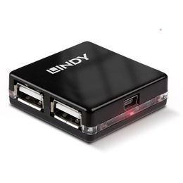 Lindy 42742 4 Port USB 2.0 Mini Hub - Kompakter Hub f&uuml;r 4 zus&auml;tzliche USB 2.0 Ger&auml;te