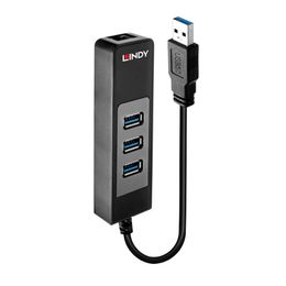 Lindy 43176 USB 3.0 Hub & Gigabit Ethernet Konverter - 3 Port USB Hub & Gigabit-Ether