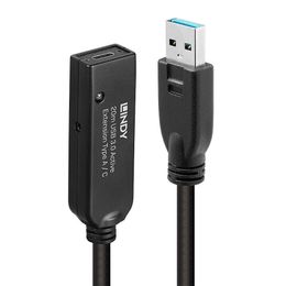 Lindy 43375 - 20m USB 3.0 Aktivverl&auml;ngerung Typ A an C - 20m Verl&auml;ngerung f&uuml;r ein USB Typ C Ger&auml;t an einem USB Typ A Computer