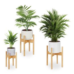 Relaxdays Pflanzenst&auml;nder, Hellbraun, Holz, 34x40x34 cm, Wohnzimmer, Wohnzimmertische, Blumenst&auml;nder