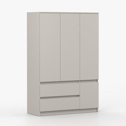 imoebel24 Dreht&uuml;renschrank, Kaschmir, Holzwerkstoff, 5 F&auml;cher, 2 Schubladen, 120x180x50 cm, Schlafzimmer, Kleiderschr&auml;nke, Dreht&uuml;renschr&auml;nke