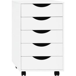WOLTU Rollcontainer, Wei&szlig;, Holzwerkstoff, 5 Schubladen, Rechteckig, 40x66.5x40 cm, Arbeitszimmer, Container