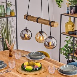 hofstein Koyoto Pendelleuchte Glas 15 cm Naturfarben, Schwarz, 3-flammig