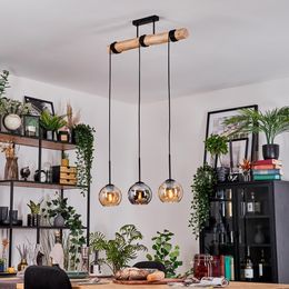 hofstein Koyoto H&auml;ngeleuchte Glas 15 cm Naturfarben, Schwarz, 3-flammig
