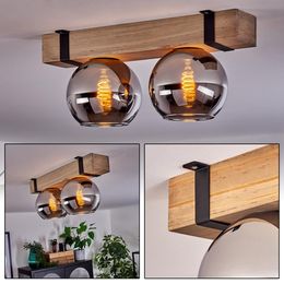hofstein Montgomery Deckenleuchte Glas 15 cm Naturfarben, Schwarz, 2-flammig