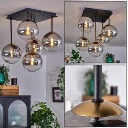 hofstein Chehalis Deckenleuchte Glas 15 cm Gold, Schwarz, 5-flammig