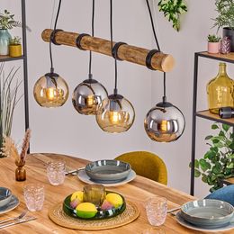 hofstein Koyoto Pendelleuchte Glas 15 cm Naturfarben, Schwarz, 4-flammig