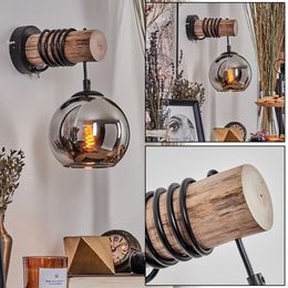 hofstein Koyoto Wandleuchte Glas 15 cm Naturfarben, Schwarz, 1-flammig