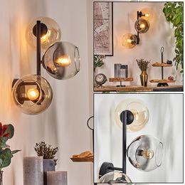 hofstein Koyoto Wandleuchte Glas 15 cm Bernsteinfarben, Klar, Rauchfarben, 3-flammig