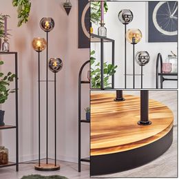 hofstein Koyoto Stehleuchte Glas 15 cm Holz hell, Schwarz, 3-flammig