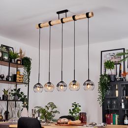 hofstein Koyoto Pendelleuchte Glas 15 cm Naturfarben, Schwarz, 5-flammig
