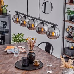 hofstein Koyoto Pendelleuchte Glas 15 cm Rauchfarben, 5-flammig