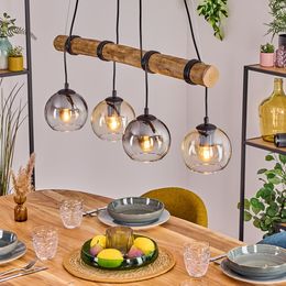 hofstein Koyoto Pendelleuchte Glas 15 cm Naturfarben, Schwarz, 4-flammig