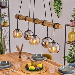 hofstein Koyoto Pendelleuchte Glas 15 cm Naturfarben, Schwarz, 5-flammig