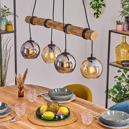 hofstein Koyoto Pendelleuchte Glas 15 cm Naturfarben, Schwarz, 4-flammig