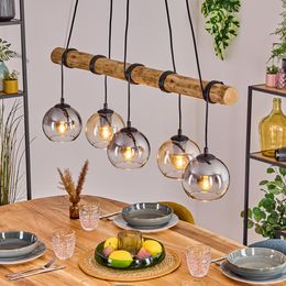 hofstein Koyoto Pendelleuchte Glas 15 cm Naturfarben, Schwarz, 5-flammig