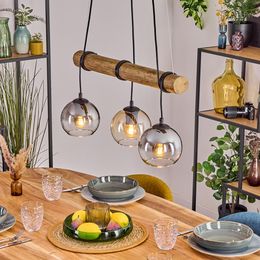 hofstein Koyoto Pendelleuchte Glas 15 cm Naturfarben, Schwarz, 3-flammig