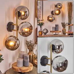 hofstein Koyoto Wandleuchte Glas 15 cm Gold, Schwarz, 3-flammig