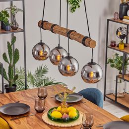 hofstein Koyoto Pendelleuchte Glas 15 cm Naturfarben, Schwarz, 4-flammig