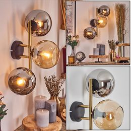 hofstein Koyoto Wandleuchte Glas 15 cm Gold, Schwarz, 3-flammig