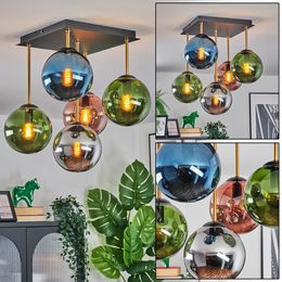 hofstein Gastor Deckenleuchte Glas 15 cm Gold, Schwarz, 5-flammig