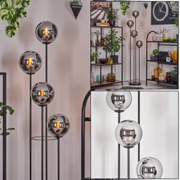 hofstein Gastor Stehleuchte Glas 15 cm Chrom, Rauchfarben, 4-flammig