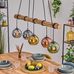 hofstein Koyoto Pendelleuchte Glas 15 cm Naturfarben, Schwarz, 5-flammig
