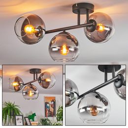 hofstein Koyoto Deckenleuchte Glas 15 cm Klar, Rauchfarben, 3-flammig