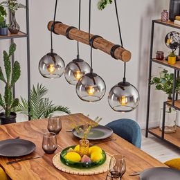 hofstein Koyoto Pendelleuchte Glas 15 cm Naturfarben, Schwarz, 4-flammig