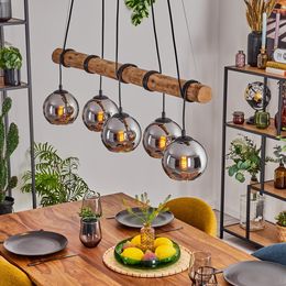hofstein Koyoto Pendelleuchte Glas 15 cm Naturfarben, Schwarz, 5-flammig