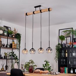 hofstein Koyoto H&auml;ngeleuchte Glas 15 cm Naturfarben, Schwarz, 4-flammig