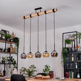 hofstein Koyoto Pendelleuchte Glas 15 cm Naturfarben, Schwarz, 5-flammig