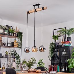 hofstein Koyoto H&auml;ngeleuchte Glas 15 cm Naturfarben, Schwarz, 3-flammig