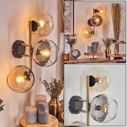 hofstein Koyoto Wandleuchte Glas 15 cm Gold, Schwarz, 3-flammig