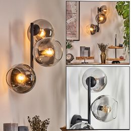 hofstein Koyoto Wandleuchte Glas 15 cm Klar, Rauchfarben, 3-flammig