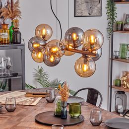 hofstein Gastor Pendelleuchte Glas 15 cm Bernsteinfarben, Rauchfarben, 10-flammig