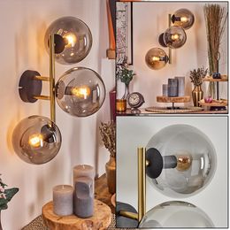 hofstein Gastor Wandleuchte Glas 15 cm Gold, Schwarz, 3-flammig